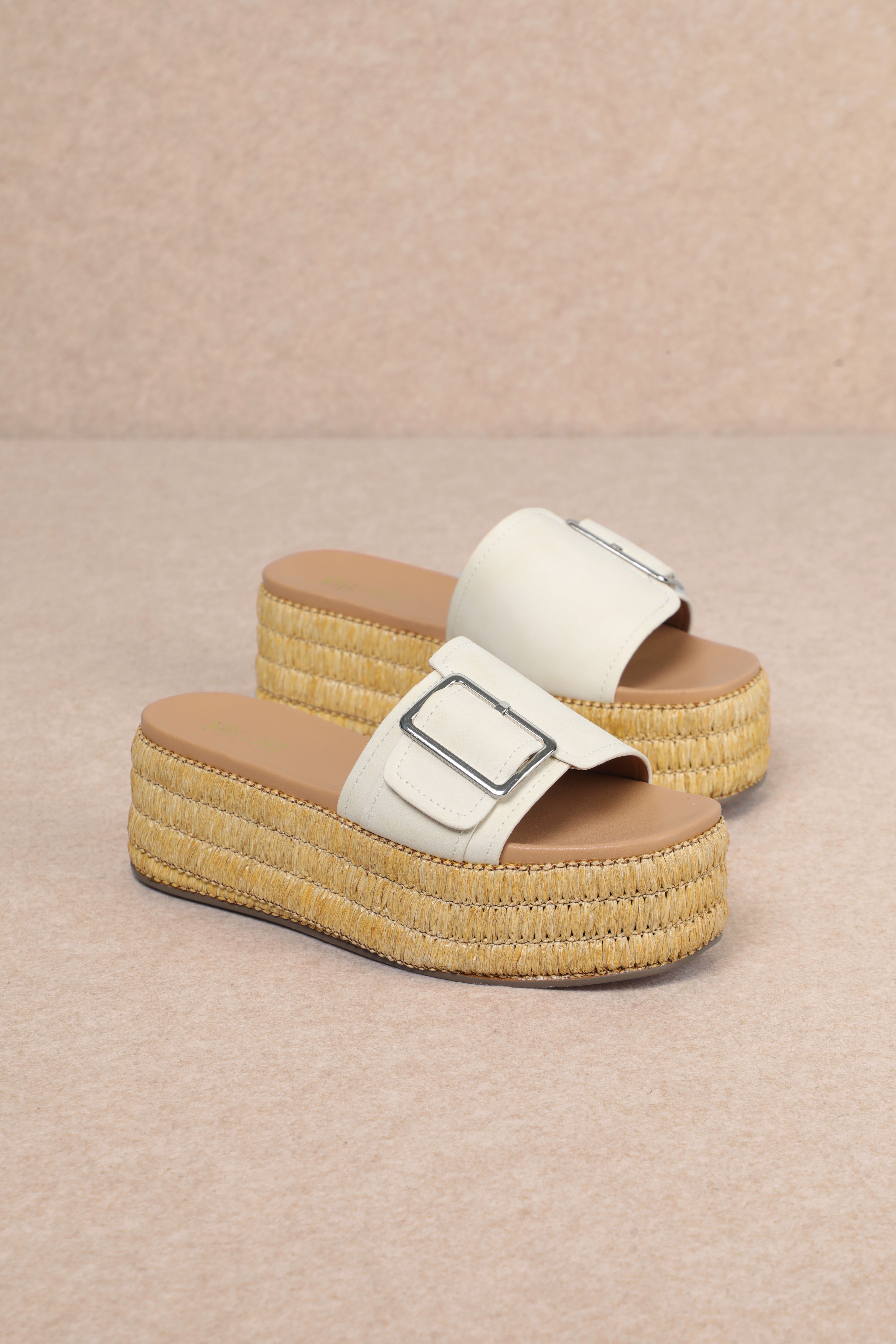 Raffia Platform Slide Sandals | Style House & Co.