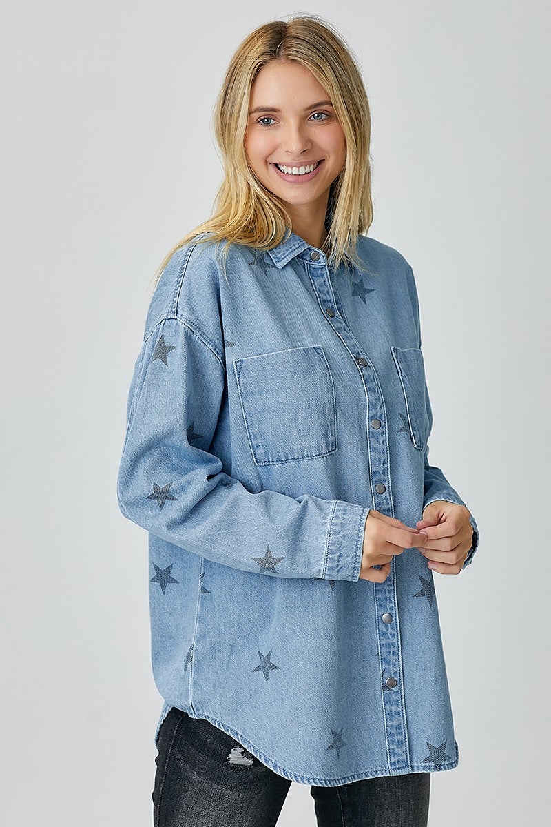 Oversized Star Denim Jacket | Style House & Co.